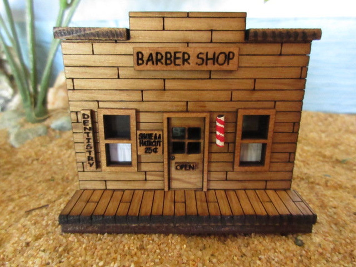 HO Scale Miniature Old Western Barber Shop/dentist Rustic | Etsy