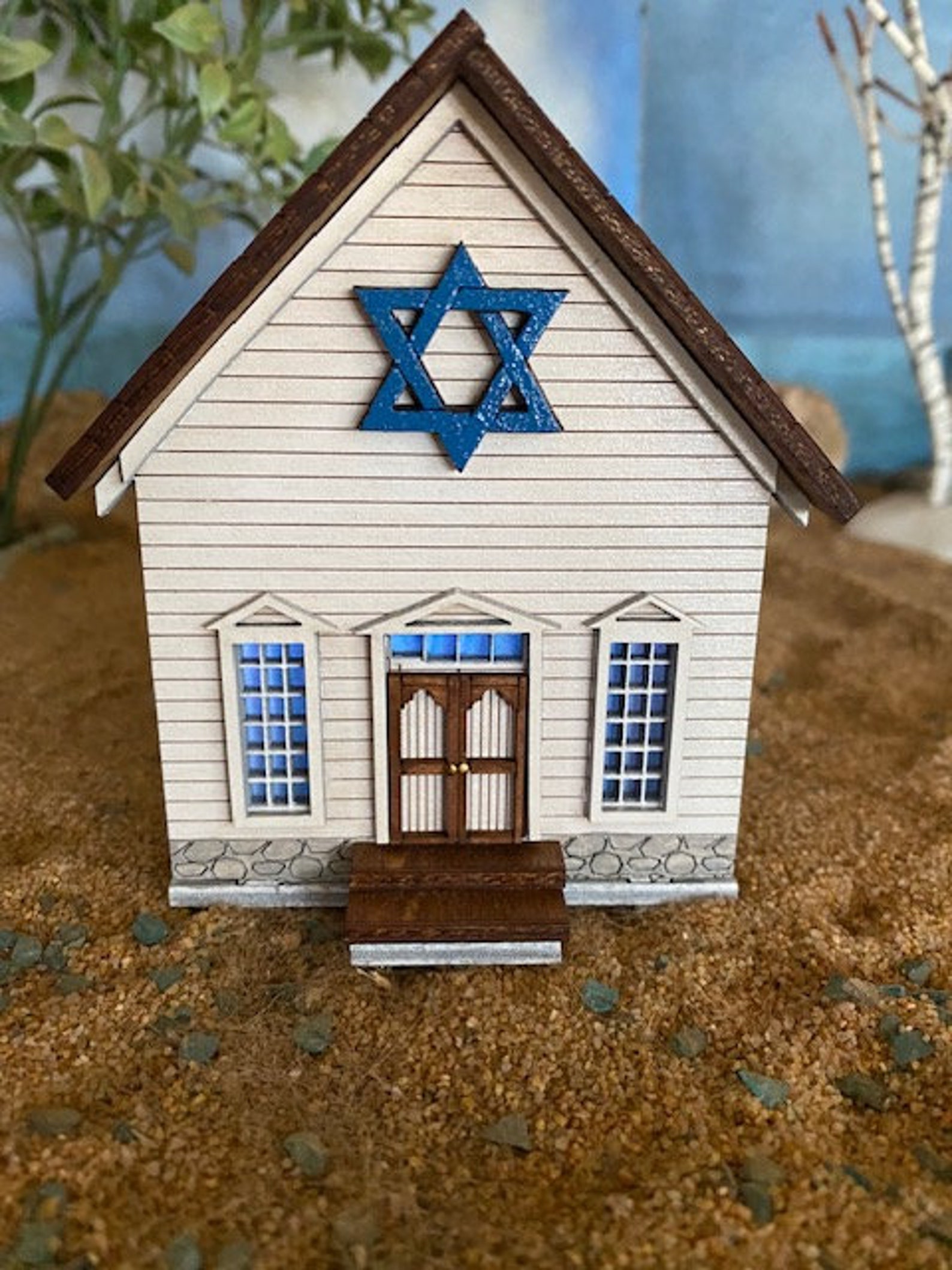 HO Miniature Rustic Synagogue With Star of David 1:87 Scale Western ...