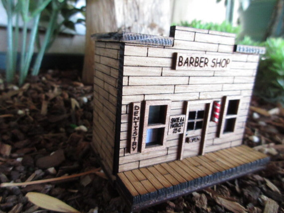 HO Scale Miniature Old Western Barber Shop/dentist Rustic Building ...