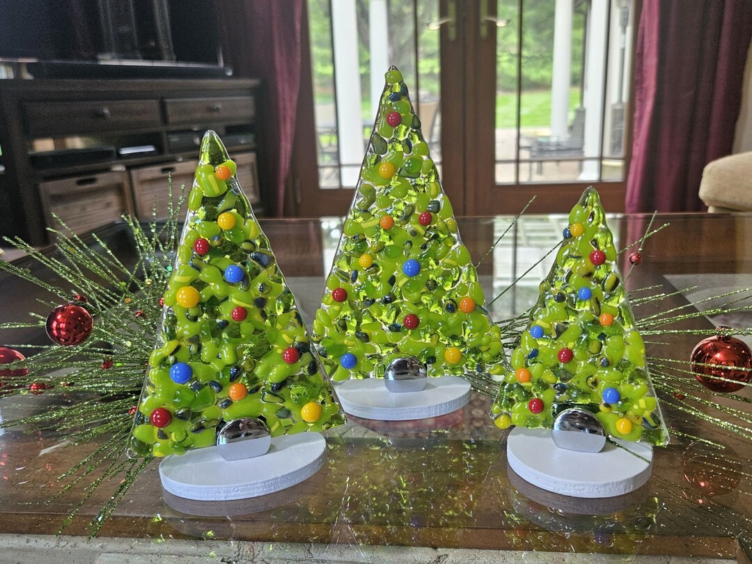 Miniature Glass Christmas Tree for Mantlepiece or Christmas Village - Etsy