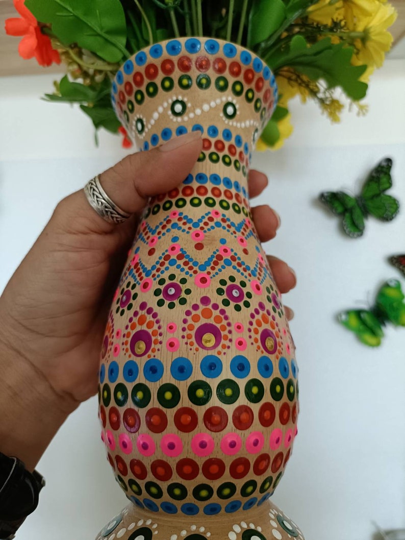 Flower Vase, Home Decoration, Hand Painted Vase With Beautiful Dot ...