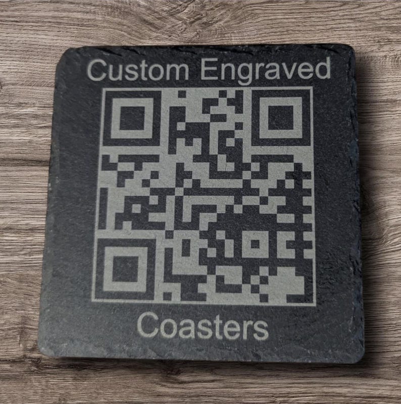 Custom Laser Engraved Slate Coaster: Personalized Photo, Logo, or QR ...