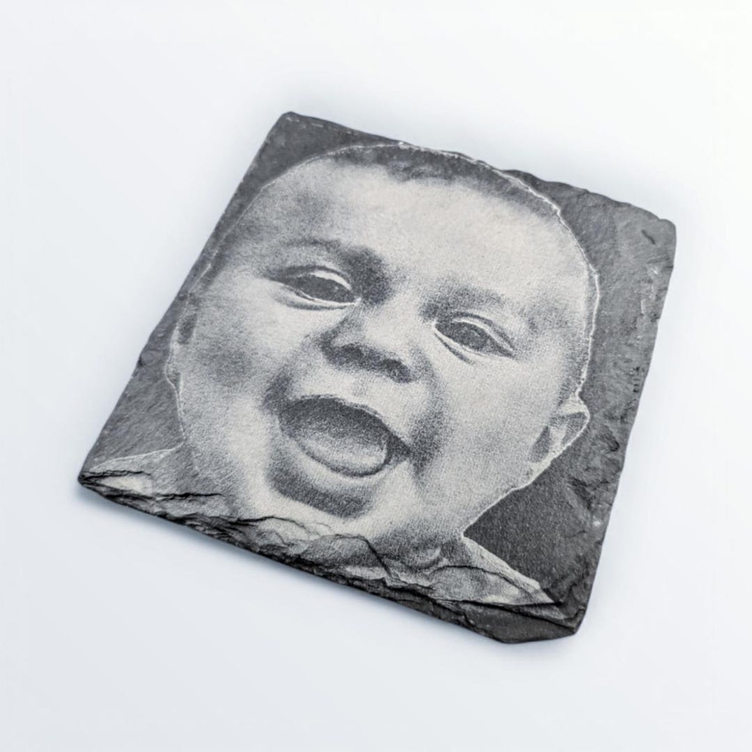 Custom Laser Engraved Slate Coaster: Personalized Photo, Logo, or QR ...