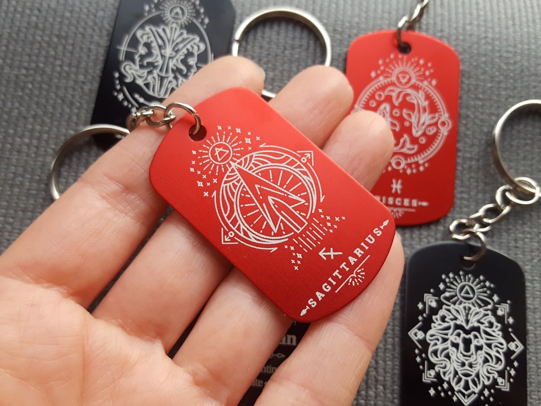 Personalized Zodiac Keychain Custom Name Zodiac Sign Keychain Engraved ...