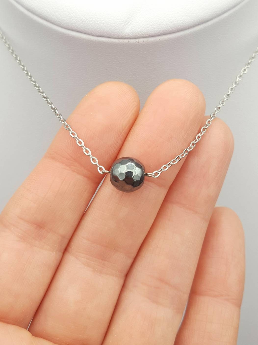 Hematite necklace Hematite jewelry Black choker necklace | Etsy