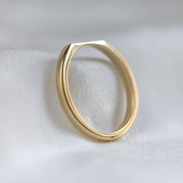 Mens Gold Flat Top Wedding Ring - Etsy