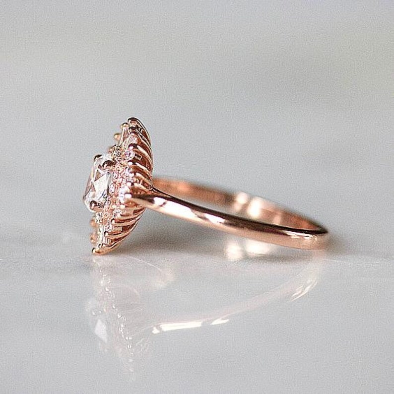 Gatsby Style Engagement Ring Rose Gold Engagement Ring - Etsy
