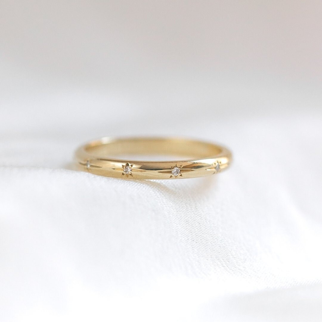 Star Set Diamond Wedding Band Wedding Band Diamond - Etsy