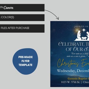 Christmas Service Flyer, Christmas Church Service Flyer, Christmas Eve ...