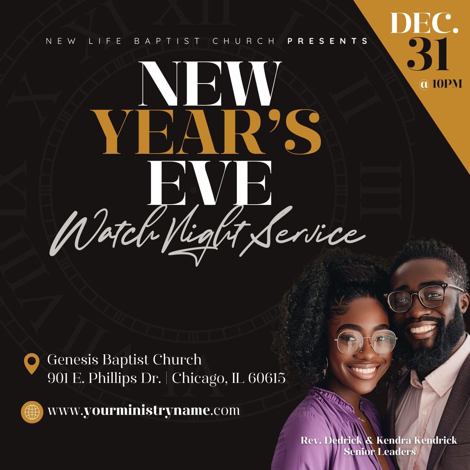 New Year's Eve Worship Service Flyer, Watch Night Service Flyer, New ...