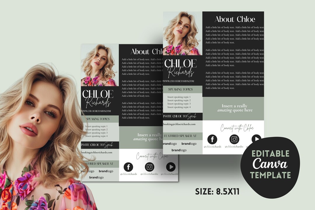 Author One Sheet, Speaker One Sheet, Professional Speaker Sheet ...