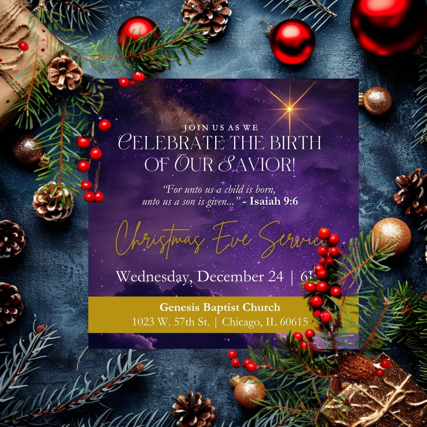 Christmas Service Flyer, Christmas Church Service Flyer, Christmas Eve ...