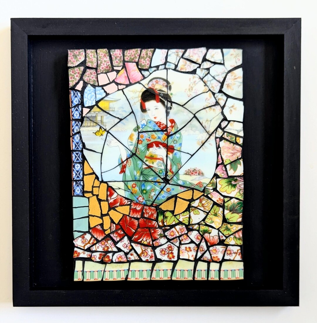 Ceramic Wall Art, Mosaic Picture, Japanese Lady, Traditional, Interior ...