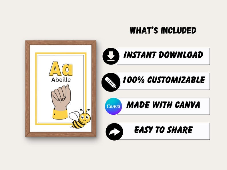 26 French Alphabet Posters With Sign Language, Pictures and Sight Words ...