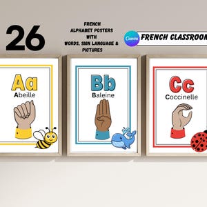 26 French Alphabet Posters With Sign Language, Pictures and Sight Words ...