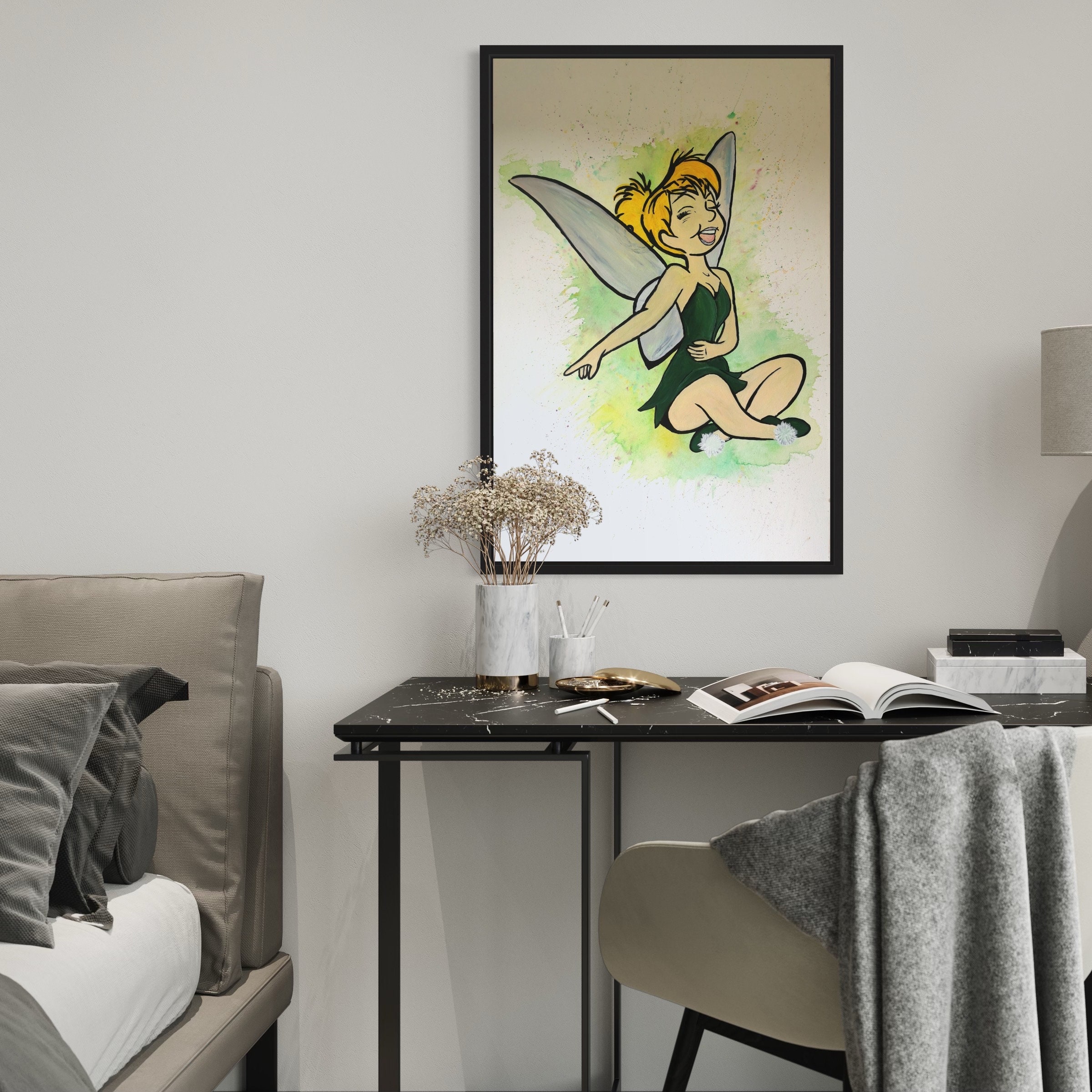 Tinkerbell Canvas, Acrylic Painting, Wall Art, Disney Fan Art, Peter ...