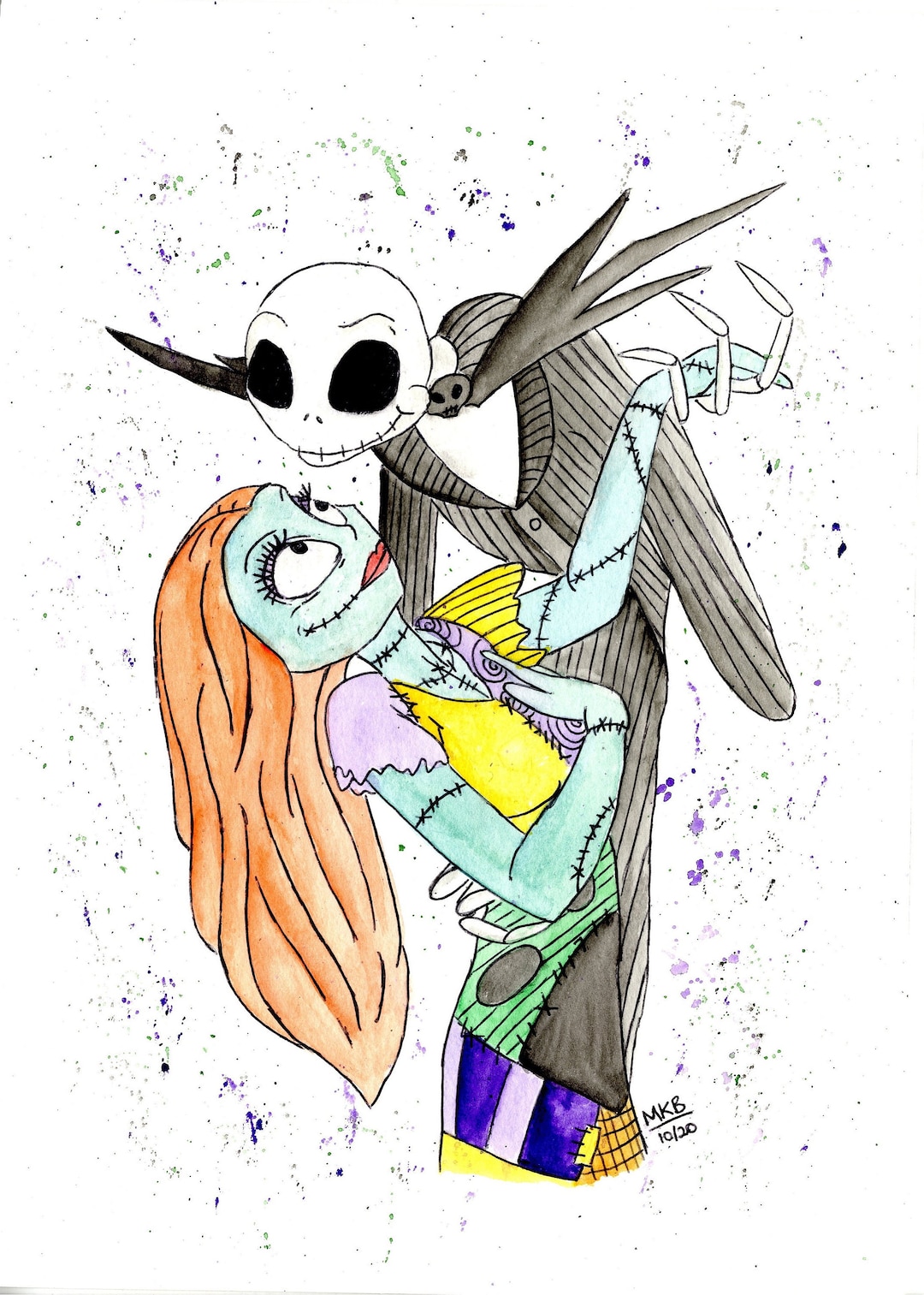 Jack and Sally, A4 Print, Wall Art, Watercolour Painting. Fan Art. - Etsy