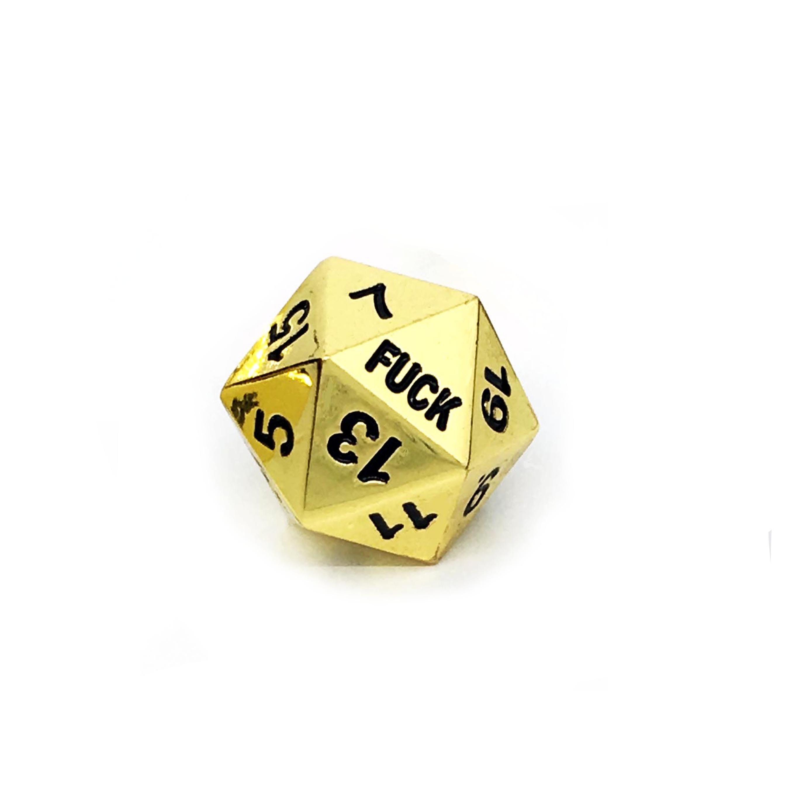 Critical Failure FCK : Golden Dnd Dice 25mm Metal D20 - Etsy