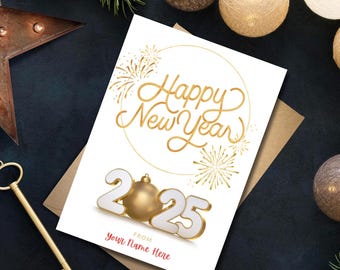 Printable Happy New Year Card Digital Download Printable 5x7 Greetings ...