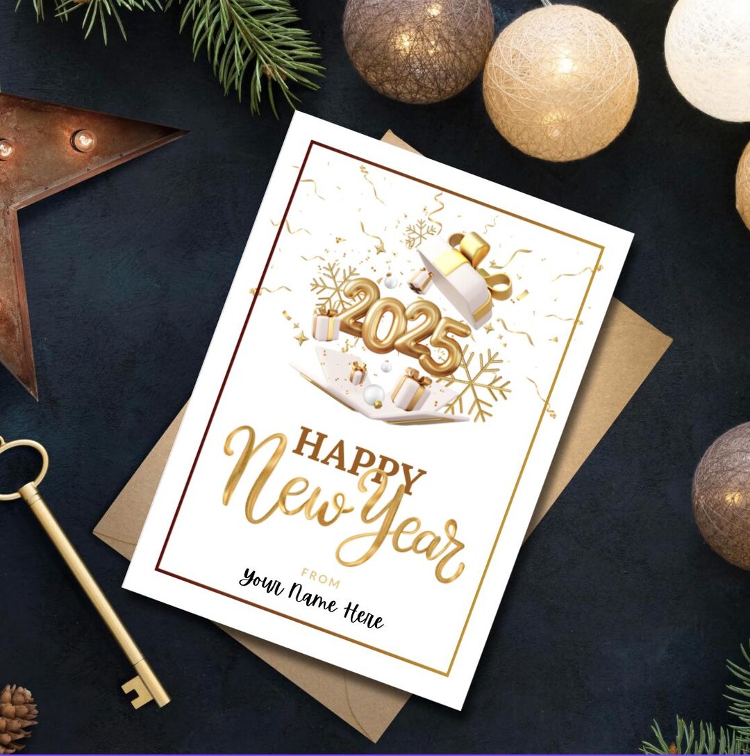 Printable Happy New Year Card Digital Download Printable 5x7 Greetings ...