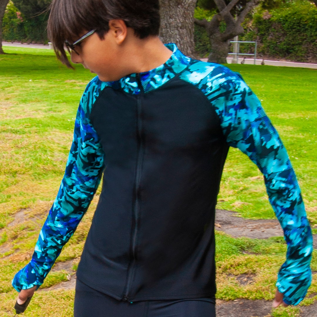 UPF50, Rash Guard, Playful Gecko, Surf Top, Long Sleeve, Swimsuit ...