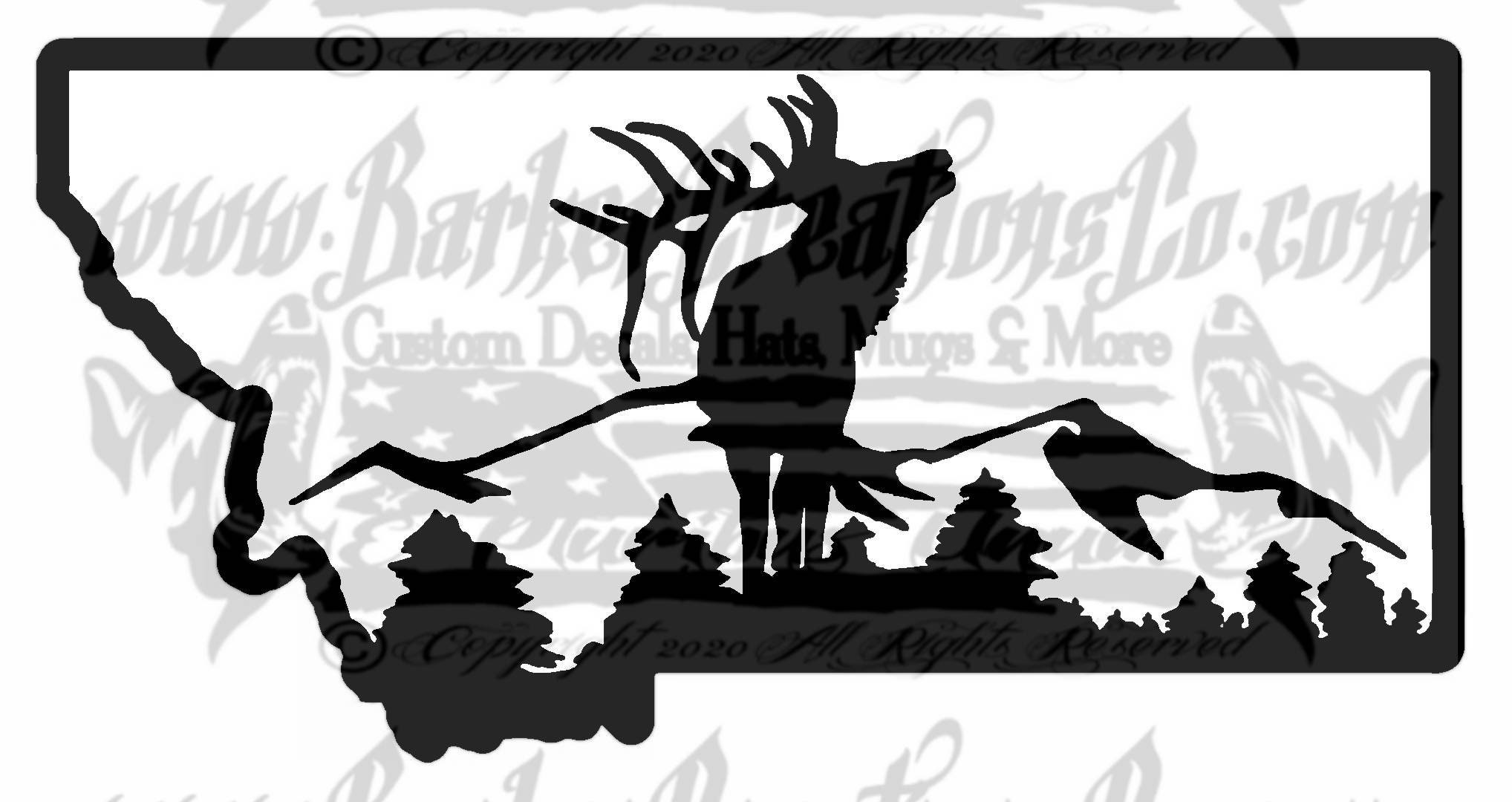 Montana Elk Decal - Montana Outdoors - MT Hunting - Wildlife - Die Cut ...