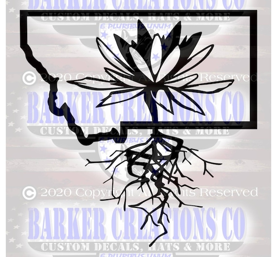 Montana Bitterroot Root Decal Outdoors MT Roots MT Fly | Etsy