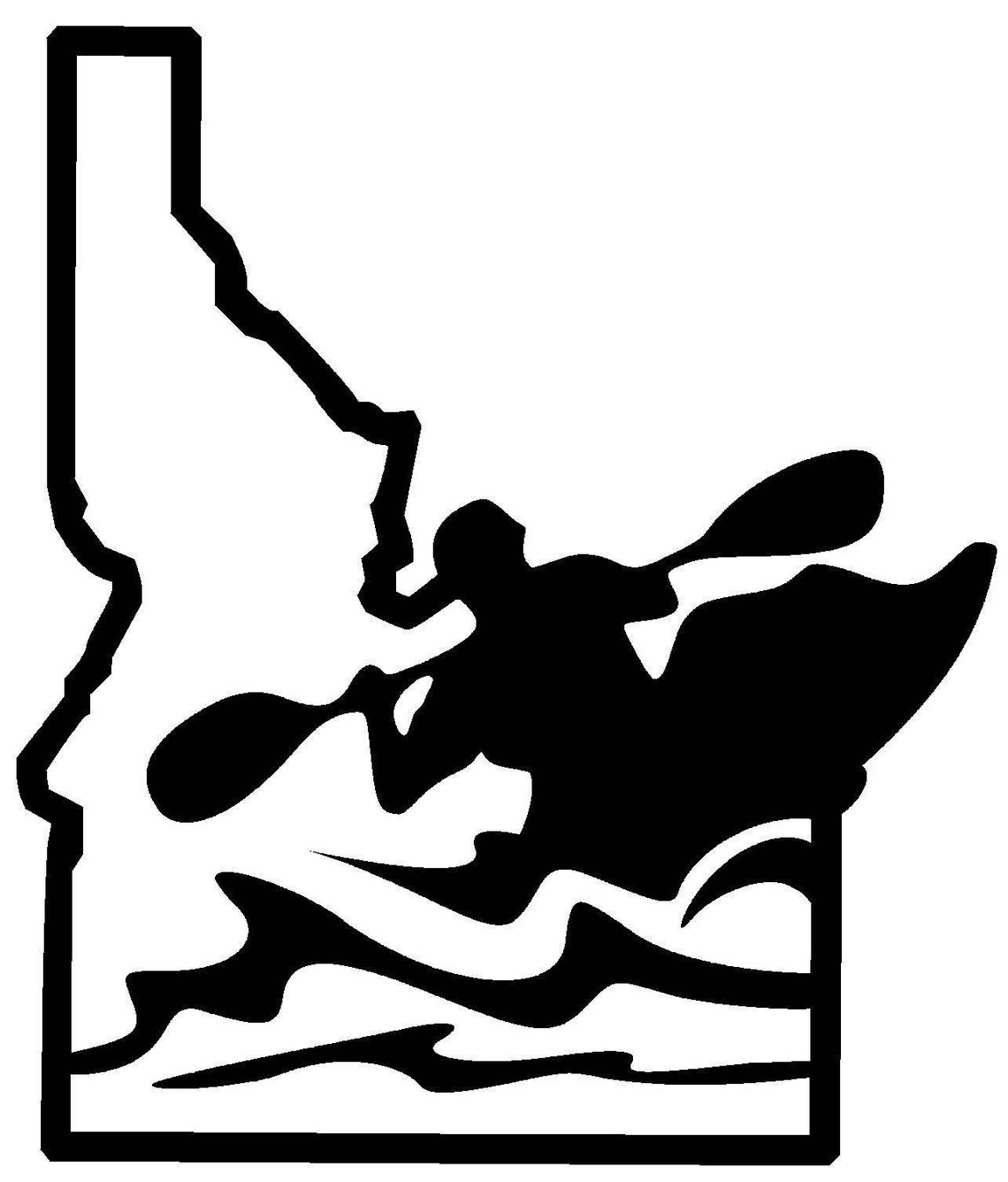 Idaho Kayak Decal - Kayaker - ID Whitewater Rafting - Raft ID Die Cut ...