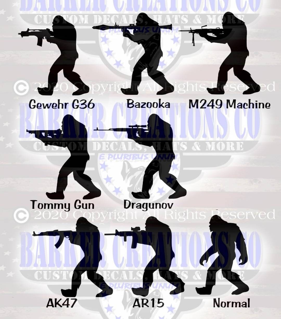 Sasquatch Decals Sasquatch Sticker Yeti Bigfoot AR15 | Etsy