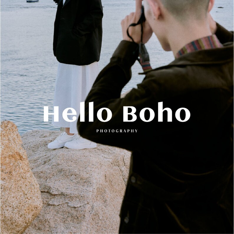 Hello Boho Logo Set Premade Hand Drawn Logo Photography - Etsy