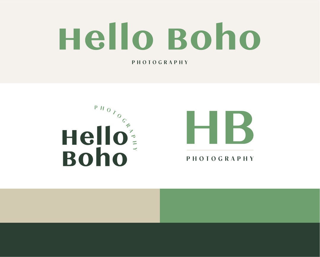 Hello Boho Logo Set Premade Hand Drawn Logo Photography - Etsy