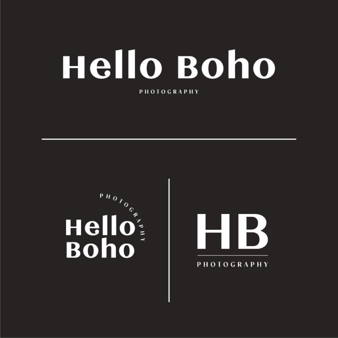 Hello Boho Logo Set Premade Hand Drawn Logo Photography - Etsy