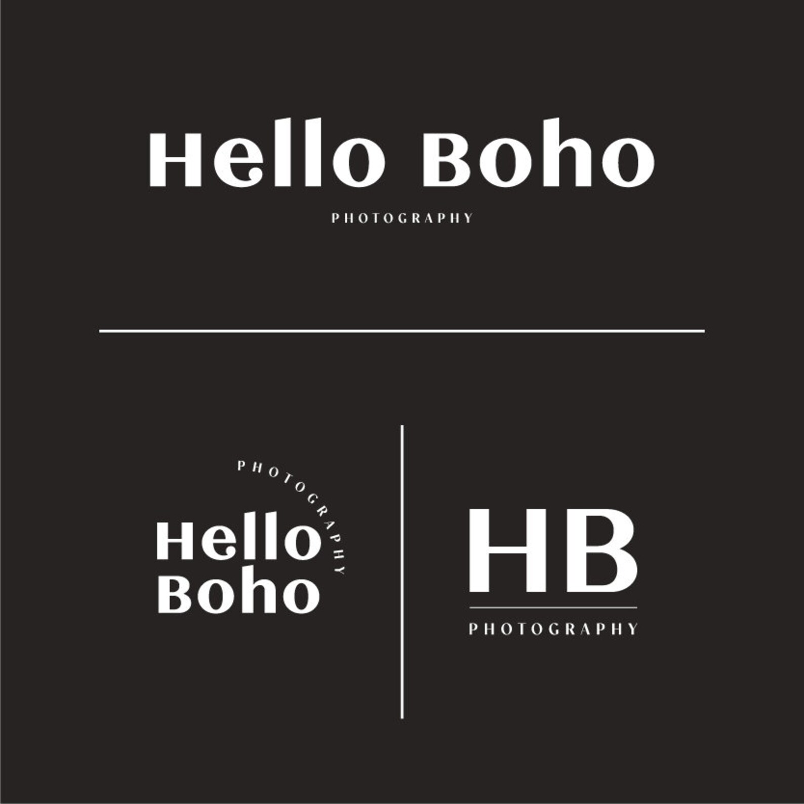 Hello Boho Logo Set Premade Hand Drawn Logo Photography - Etsy