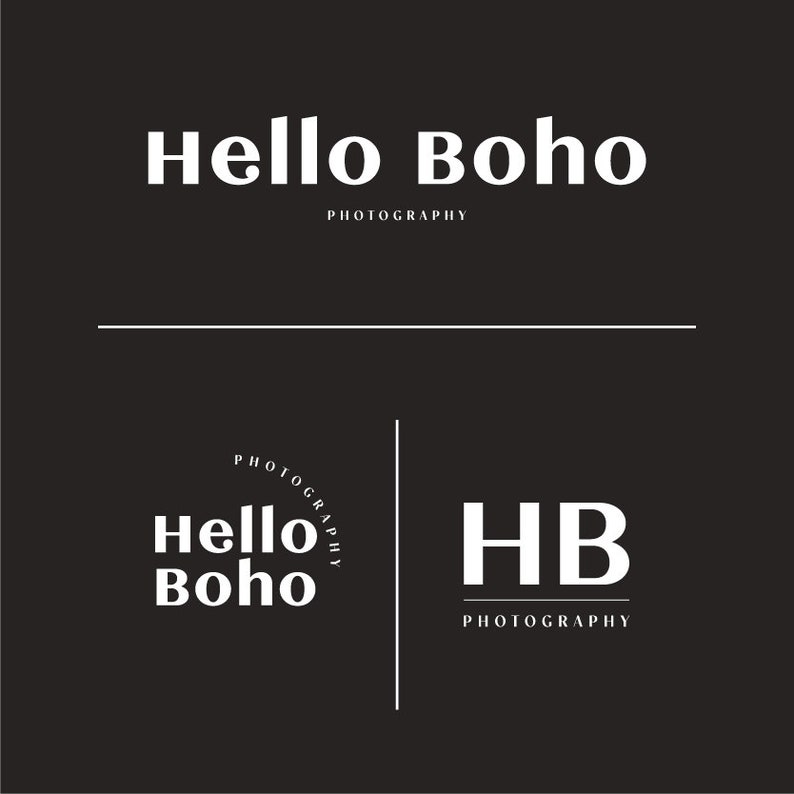 Hello Boho Logo Set Premade Hand Drawn Logo Photography - Etsy