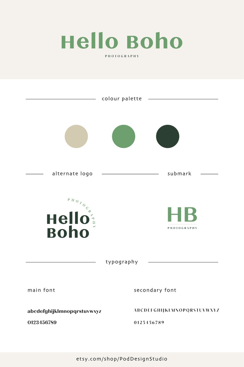 Hello Boho Logo Set Premade Hand Drawn Logo Photography - Etsy