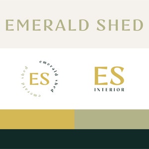 Emerald Logo Set Premade Hand Drawn Logo Interior - Etsy