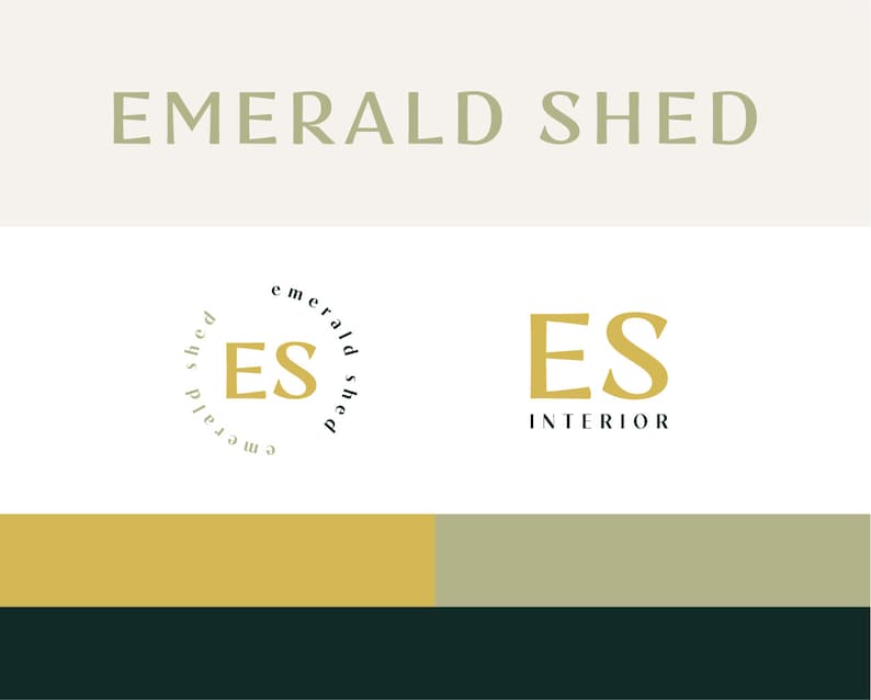 Emerald Logo Set Premade Hand Drawn Logo Interior - Etsy