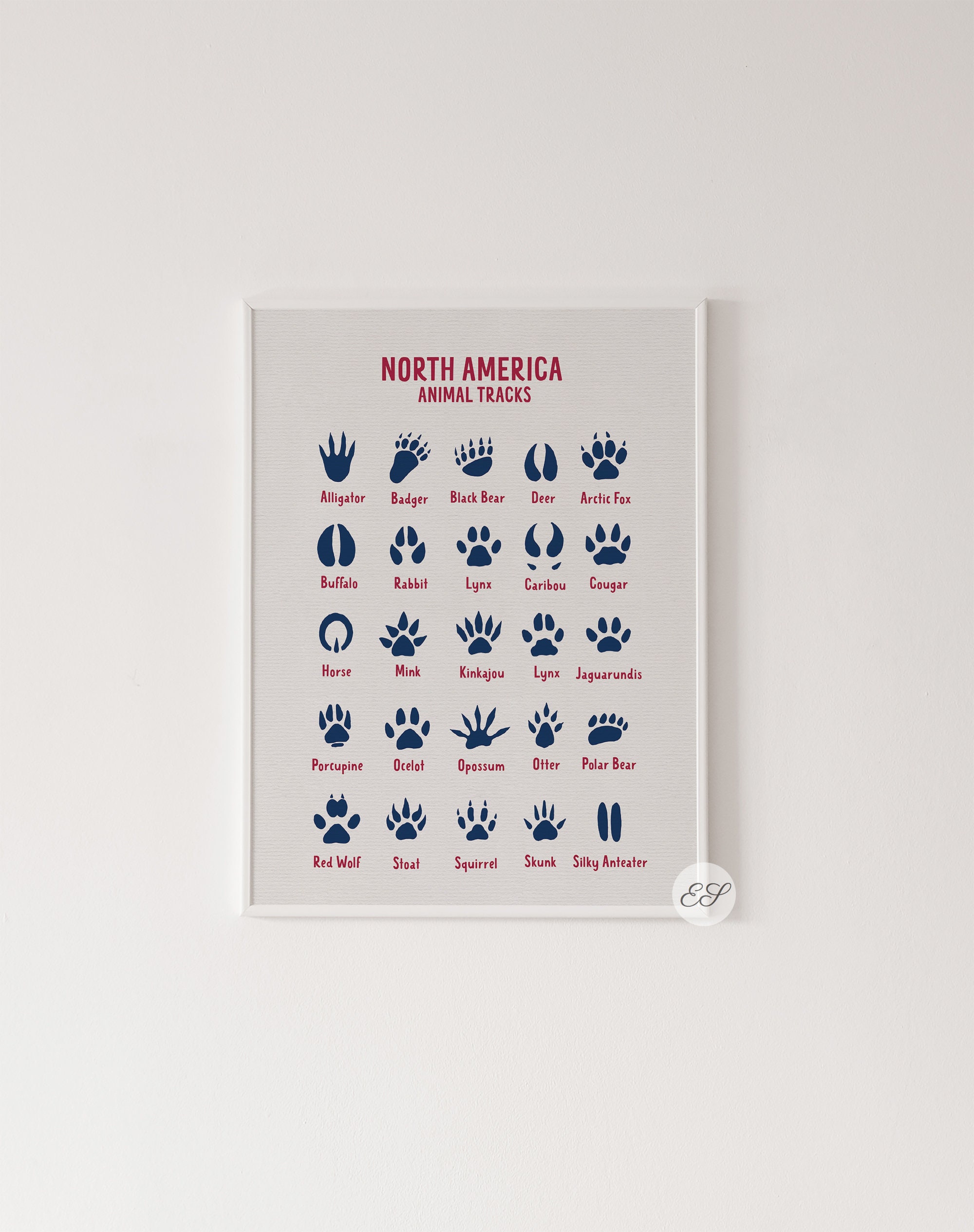 North America Animal Tracks Print Part I, Animal Footprint Poster ...