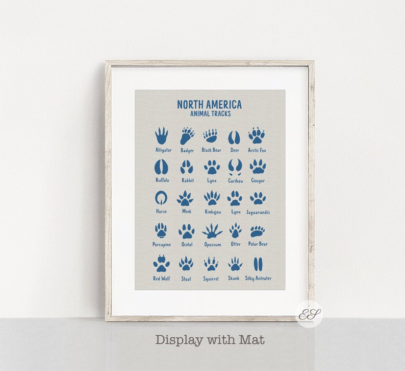 North America Animal Tracks Print Set of 2, Animal Footprint Poster ...