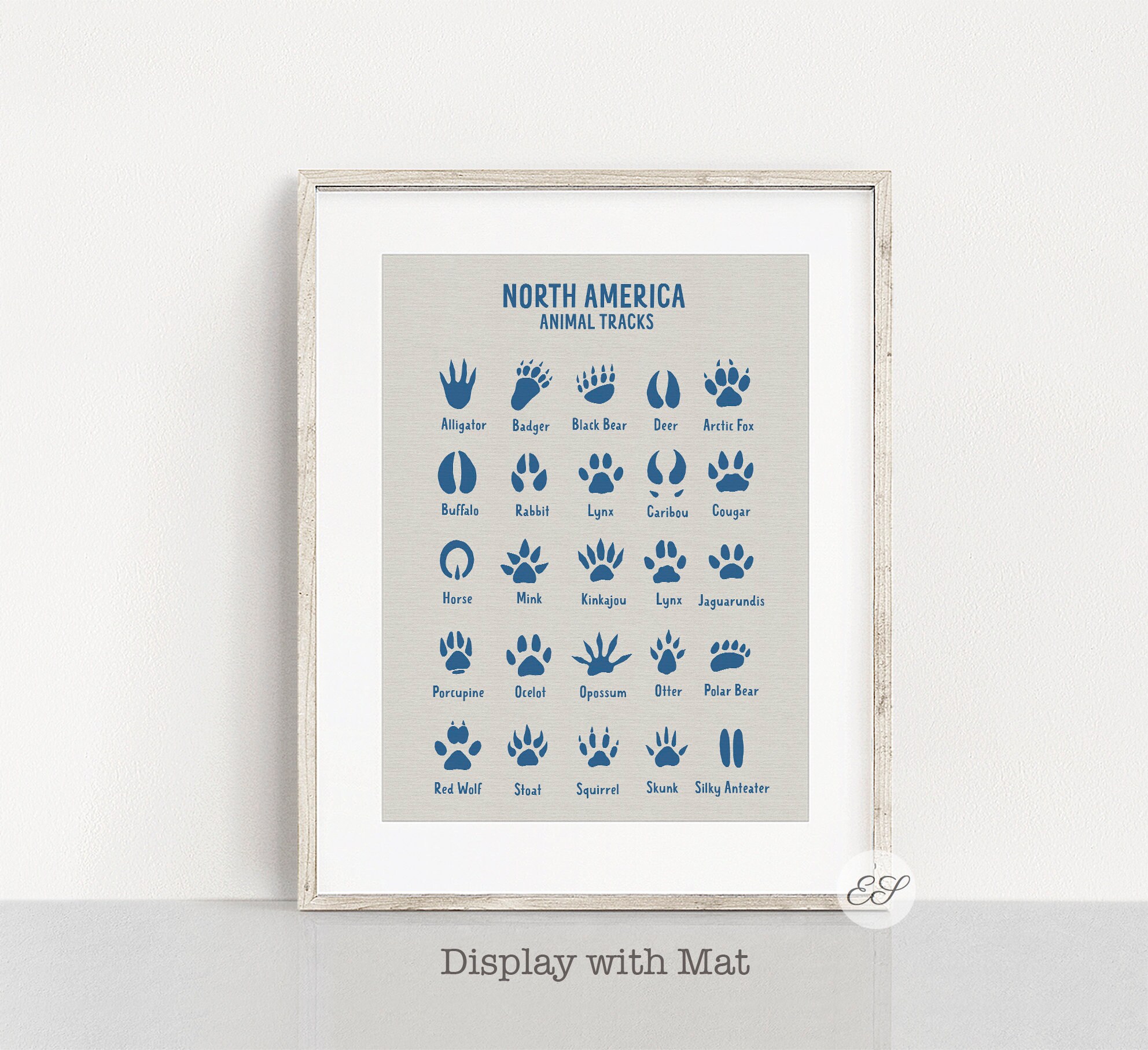 North America Animal Tracks Print Set of 2, Animal Footprint Poster ...