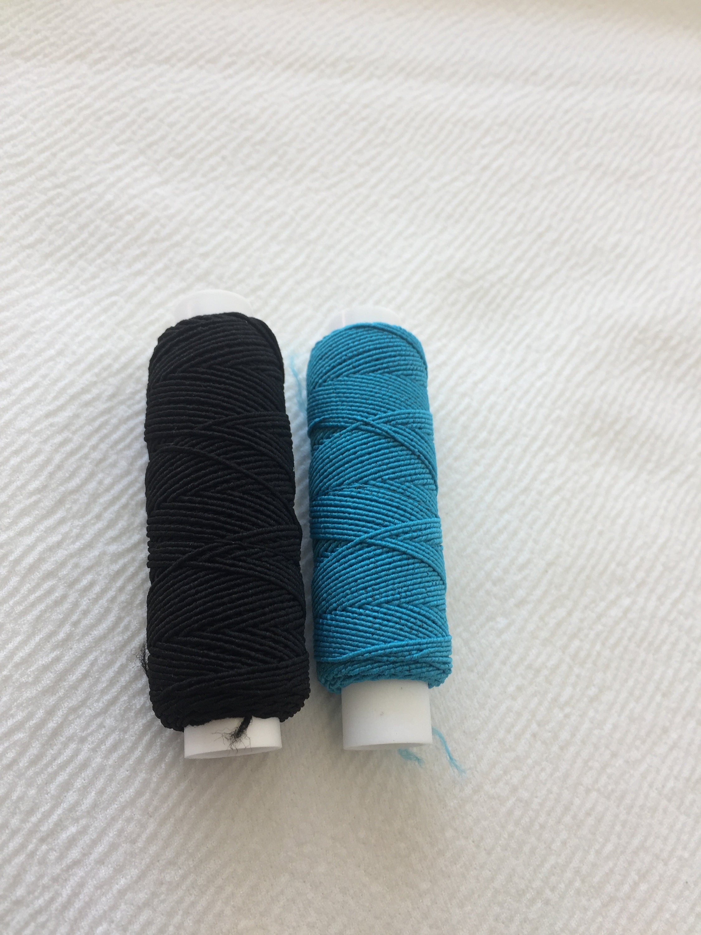 Shirring Shearing Pack of 2 Reels, Black & Turquoise, Elastic Thread 20 ...
