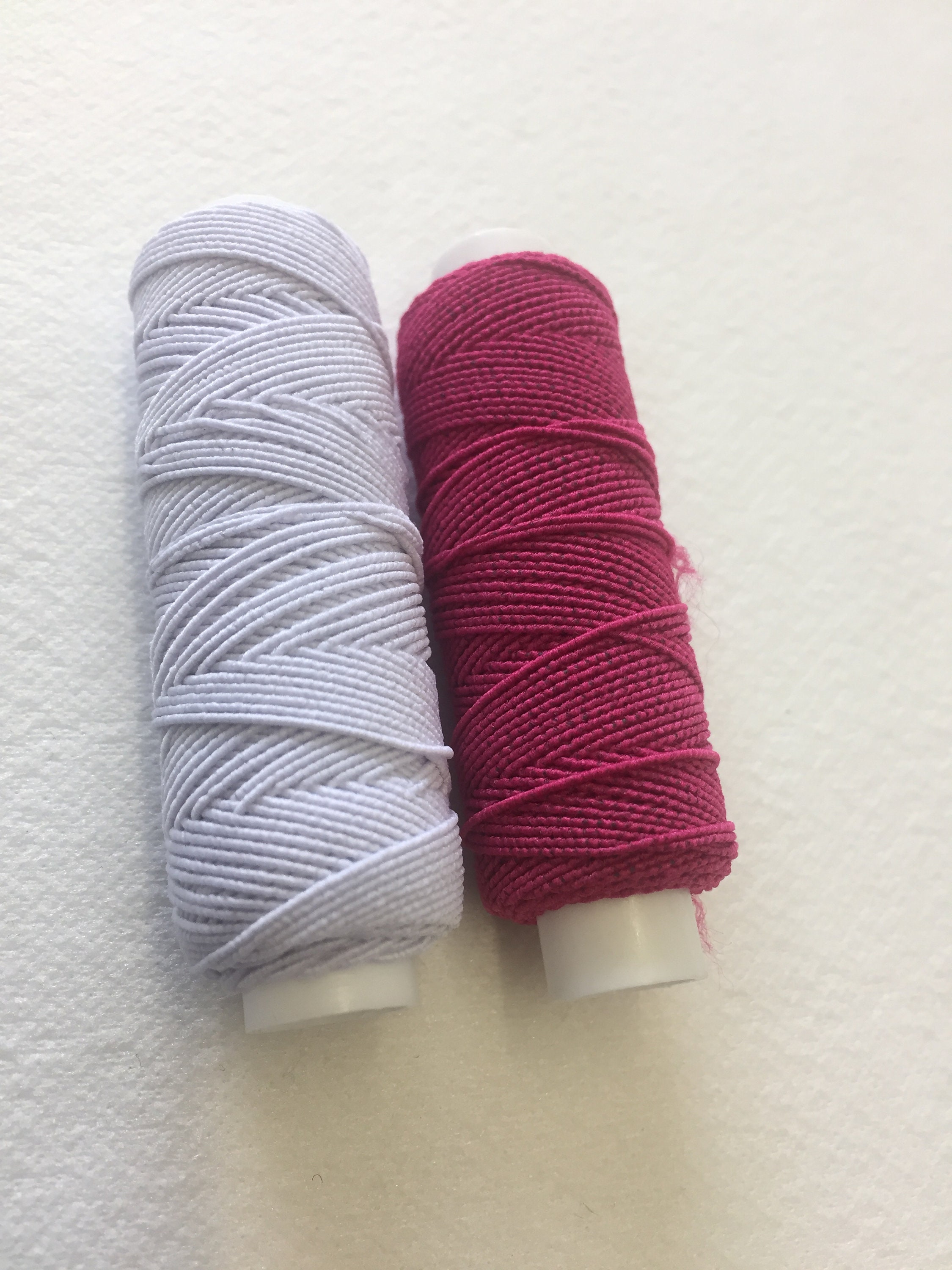 Shirring Shearing Pack of 2 Reels, White & Cerise ,elastic Thread 20 ...