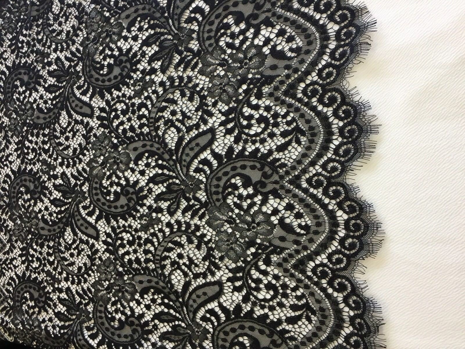 79cm / 31 Wide Black Lace Fabric Trim Double Scallop - Etsy UK