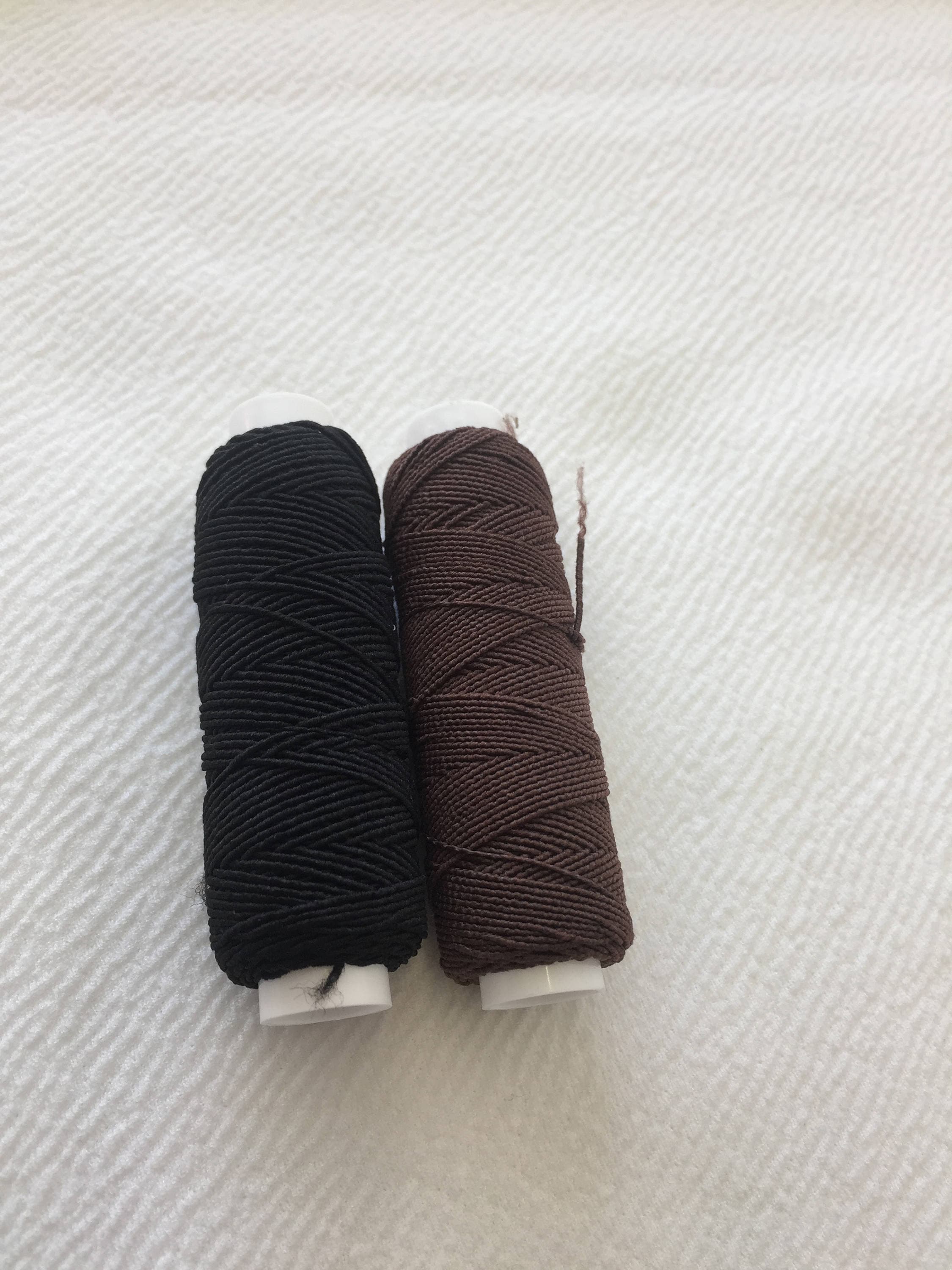 Shirring Shearing Pack of 2 Reels, Black & Brown, Elastic Thread 20 ...