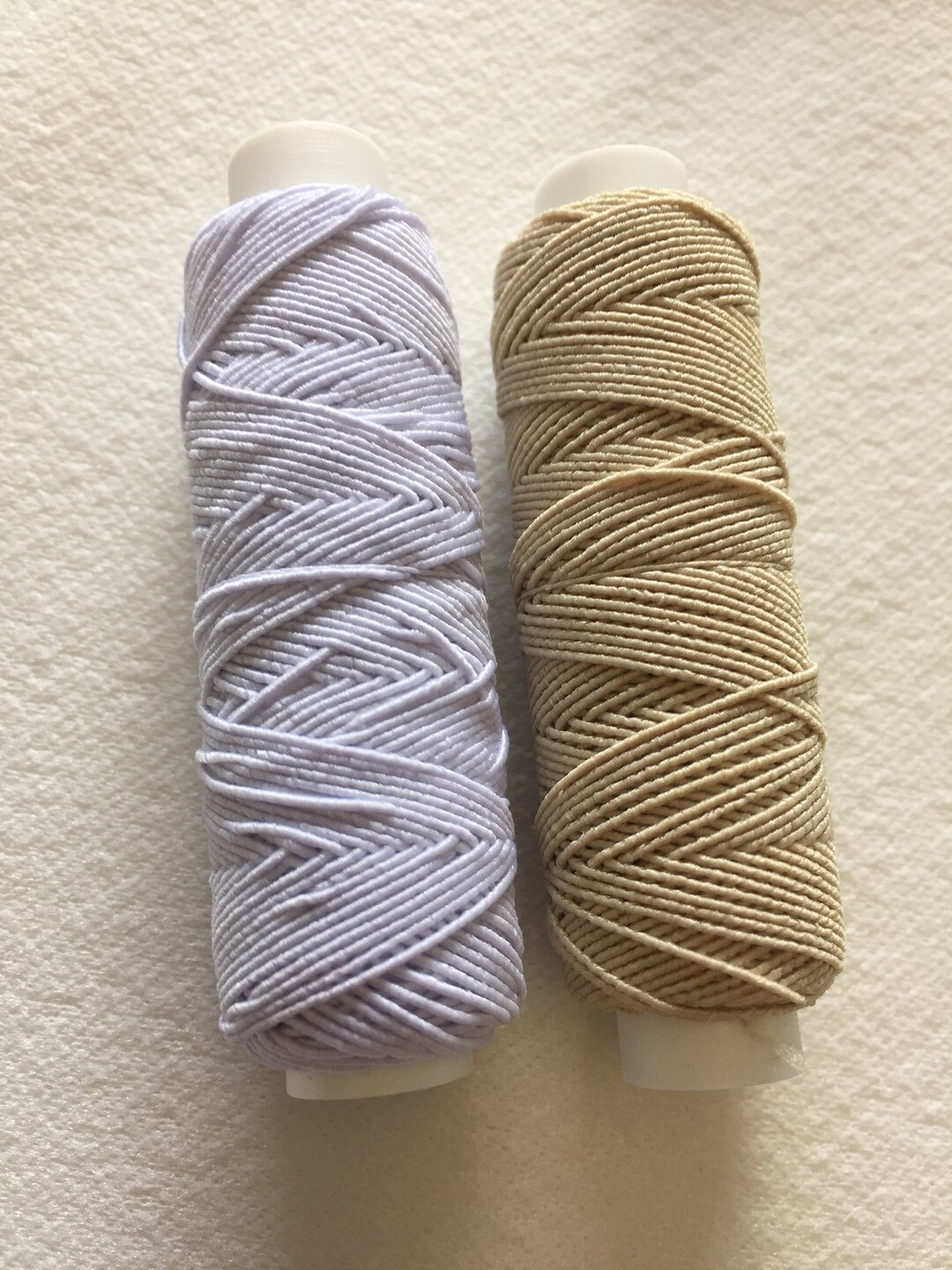 Shirring Shearing Pack of 2 Reels, White & Stone ,elastic Thread 20 ...