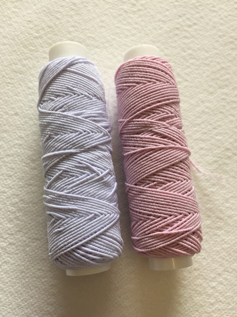 Shirring Shearing Pack of 2 Reels, White & Pink ,elastic Thread 20 ...