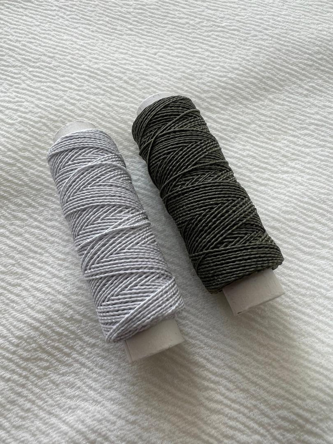 Shirring Shearing Pack of 2 Reels, White & Khaki ,elastic Thread 20 ...