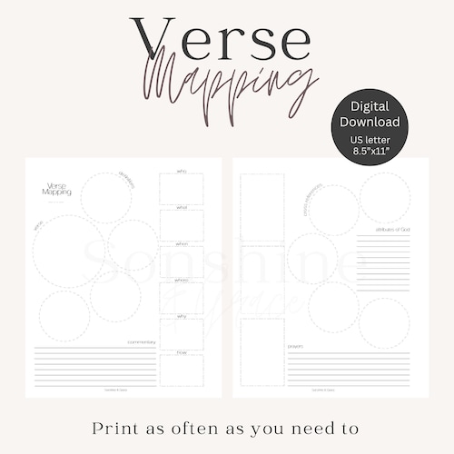 Printable Verse Mapping Pages Scripture Study Map Out Bible - Etsy