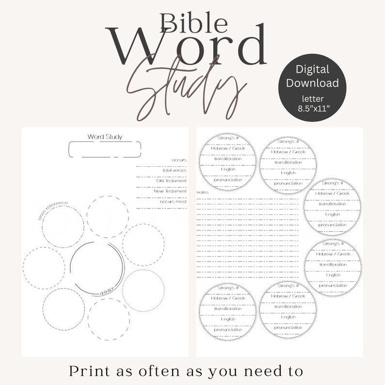 Bible Study Printable, Word Study, Scripture Planner, Worksheet ...