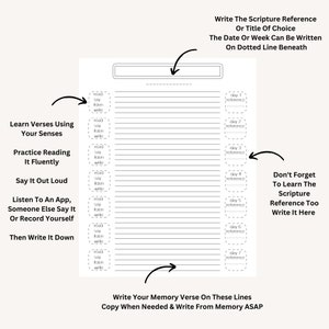 Memory Verse Printable: Bible Study Worksheet (PDF Download) - Etsy
